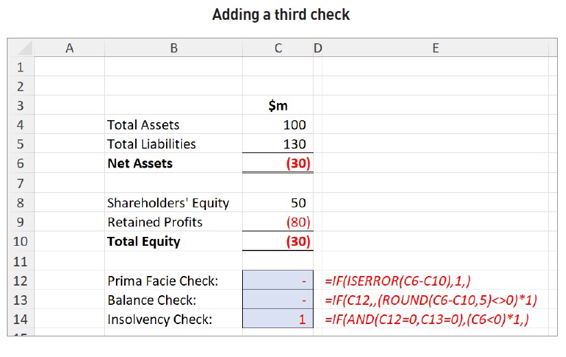 Excel modelling: How to implement 3 types of checks